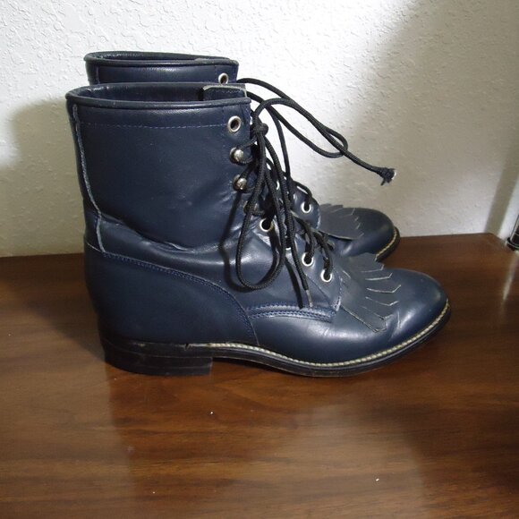 Justin Boots | Shoes | Justin Ropers Vintage Navy Blue Kiltie Tie ...